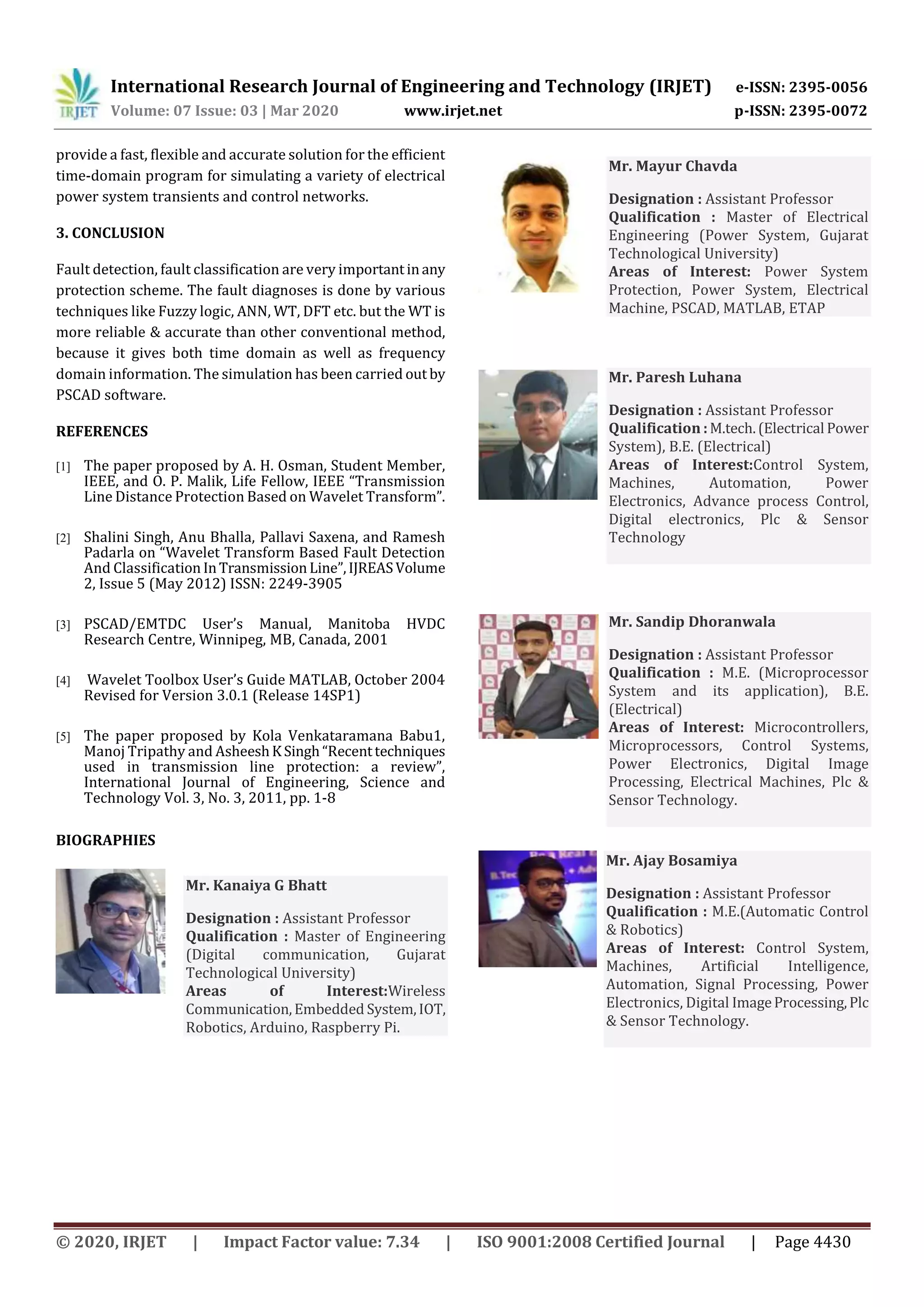 Irjet Transmission Line Fault Classification Using Dwt Pdf Power And Energy Industry