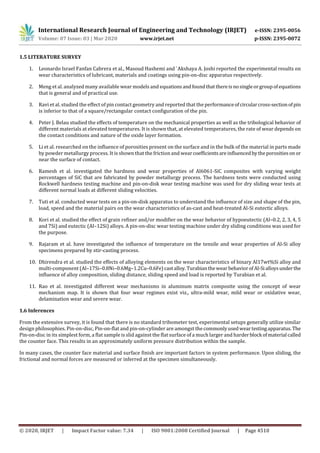 IRJET - Tribological Characteristics of Al-SIC-MOS2 Cylindrical Powder Preforms under Dry ...
