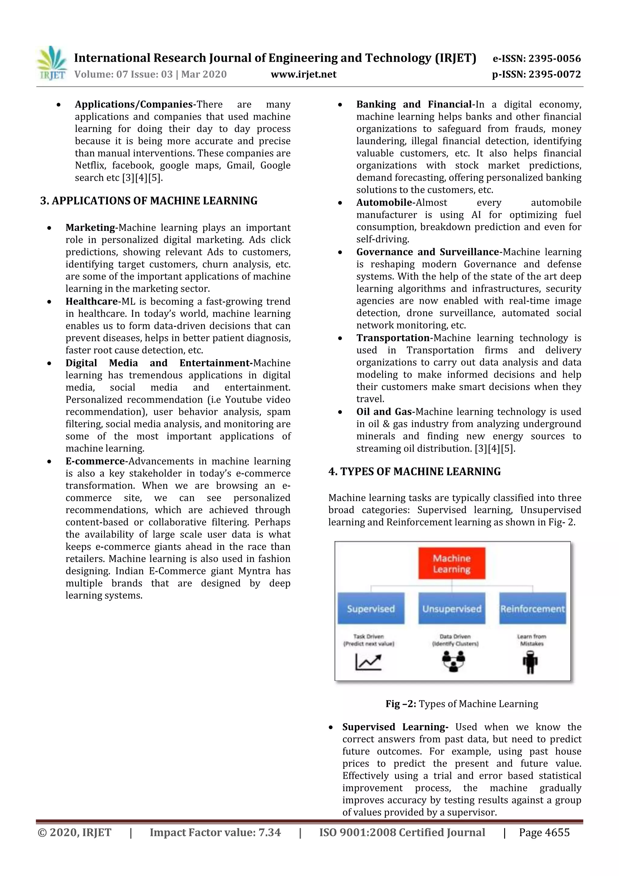 IRJET - A Review on Machine Learning Algorithms and their Applications | PDF