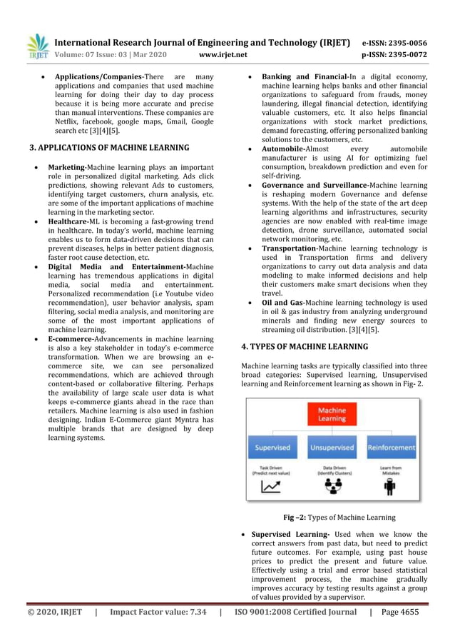 IRJET - A Review on Machine Learning Algorithms and their Applications | PDF