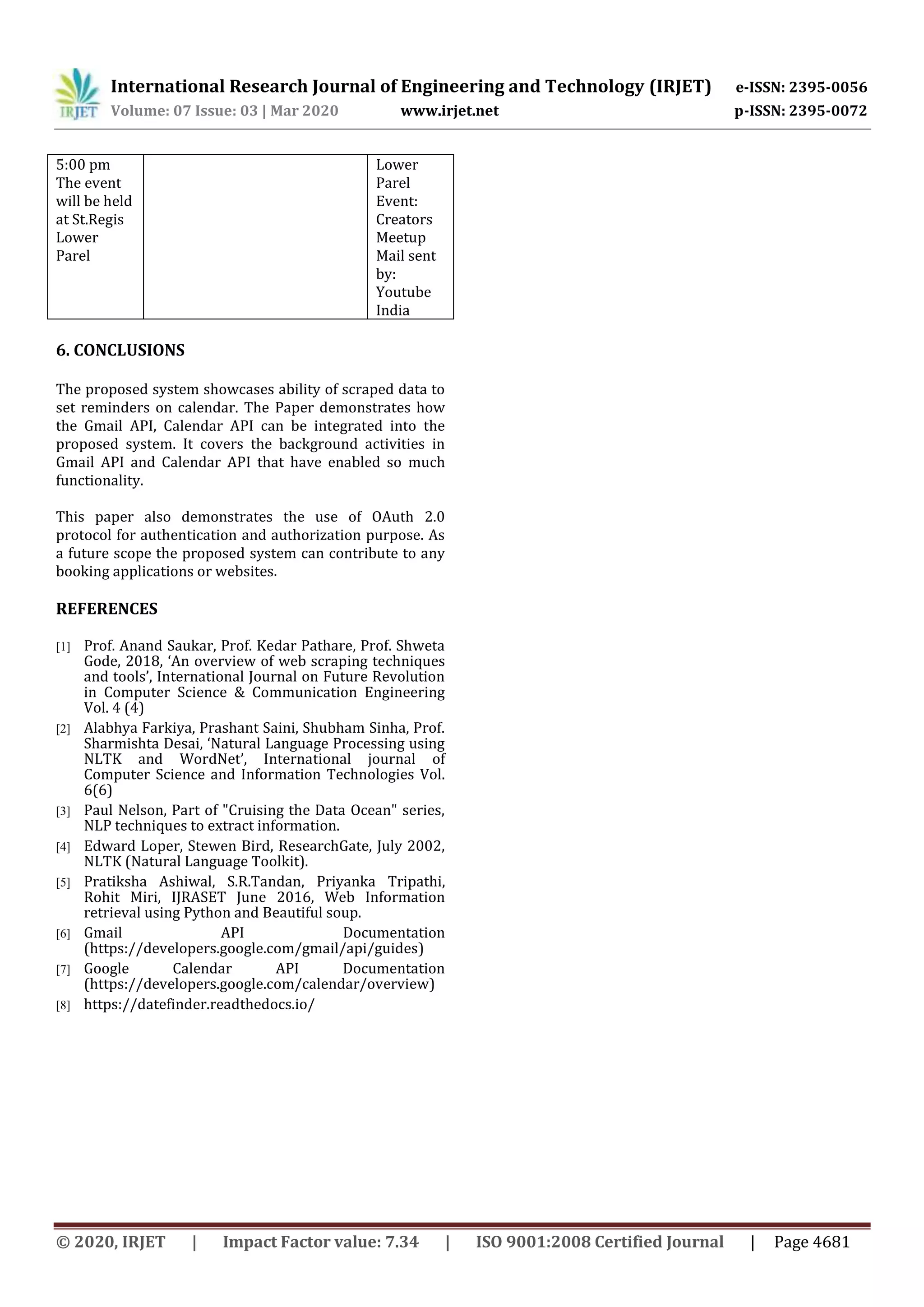 IRJET - Event Notifier on Scraped Mails using NLP | PDF