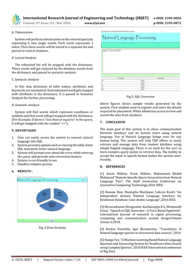 Irjet Voice Based Natural Language Query Processing Pdf