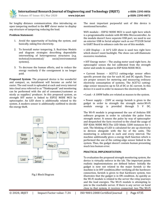 IRJET - IoT based Smart Monitoring in Distribution System | PDF