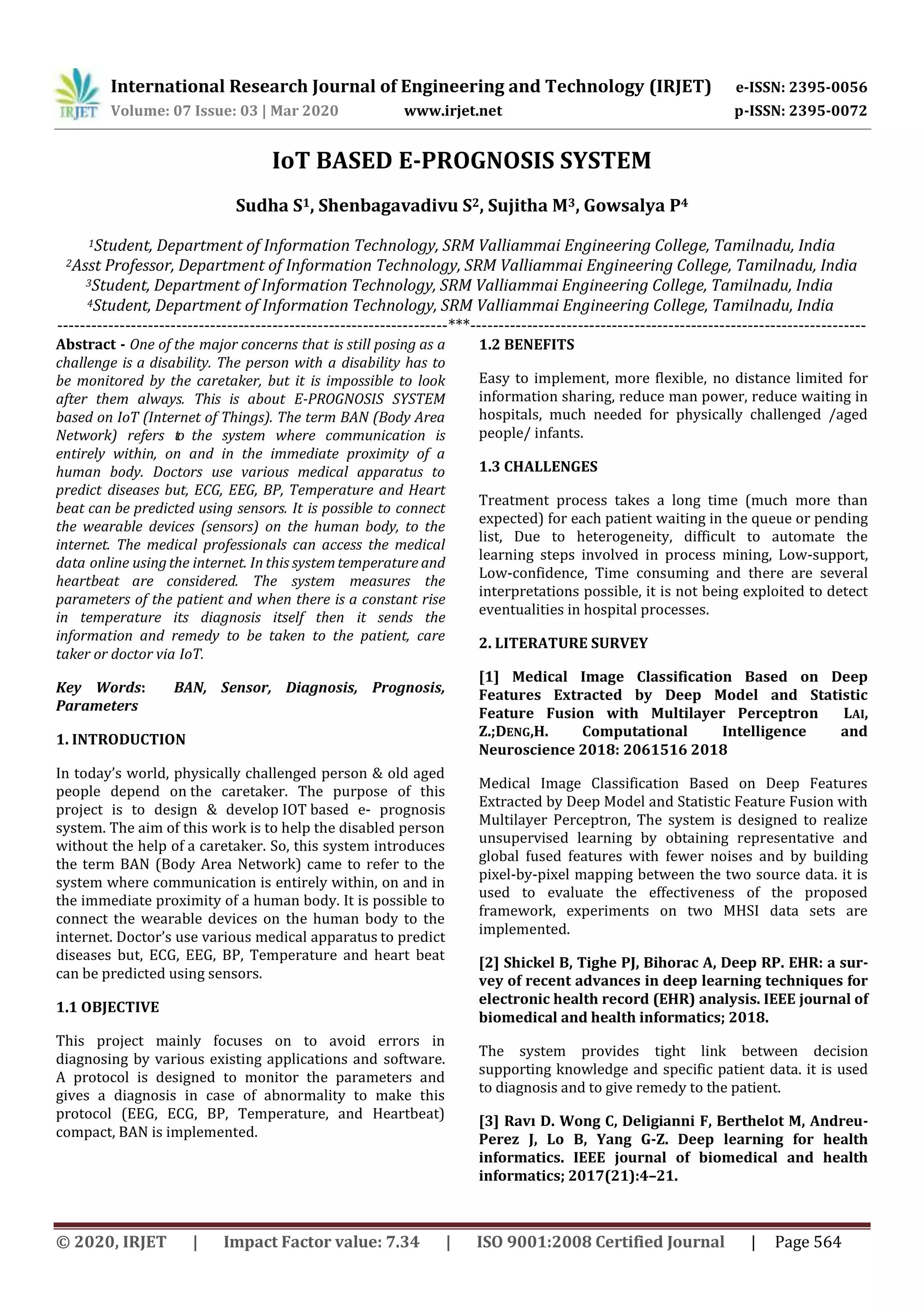 IRJET - IoT based E-Prognosis System | PDF