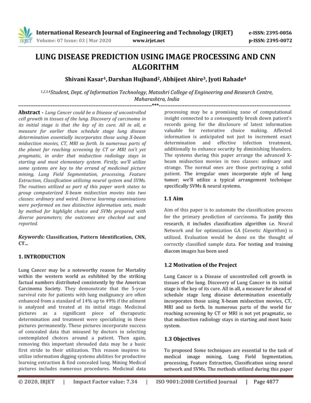 IRJET - Lung Disease Prediction using Image Processing and CNN Algorithm | PDF