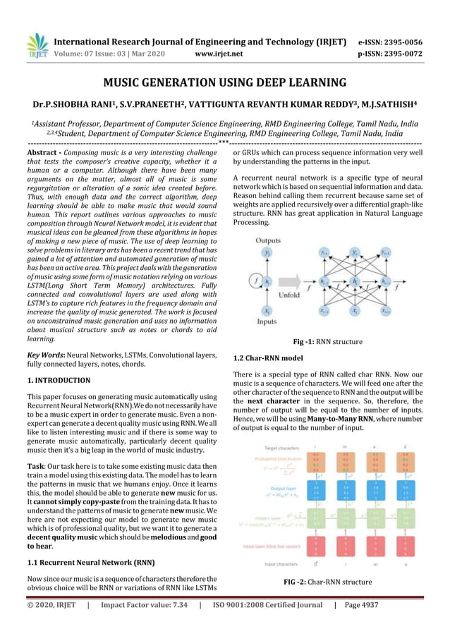 IRJET - Music Generation using Deep Learning | PDF