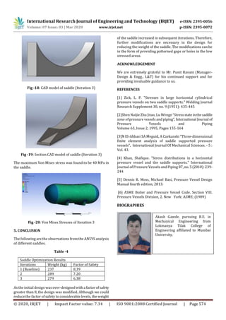 IRJET - Effect of Change in Location of Essential Elements of Saddle Supports | PDF