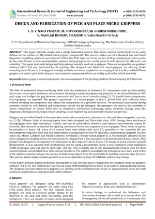 IRJET - Design and Fabrication of Pick and Place Micro-Grippers | PDF