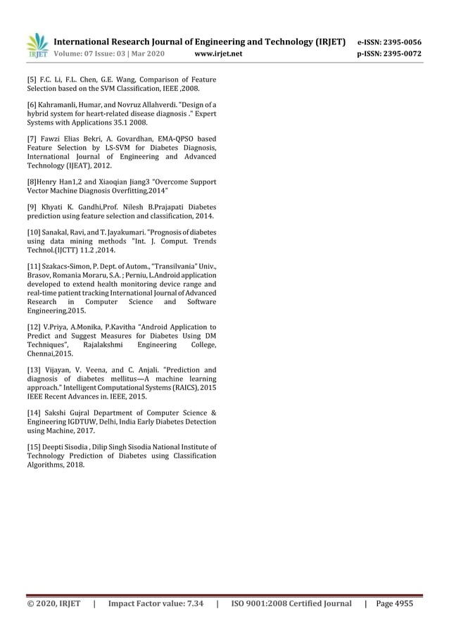 IRJET - Machine Learning for Diagnosis of Diabetes | PDF