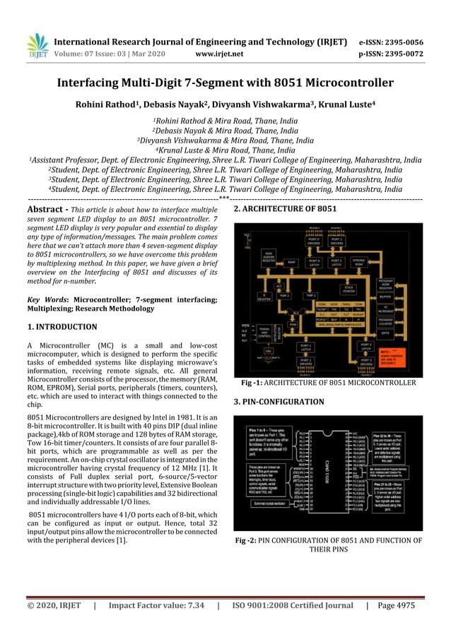 IRJET - Interfacing Multi-Digit 7-Segment with 8051 Microcontroller | PDF | Computer Peripherals ...