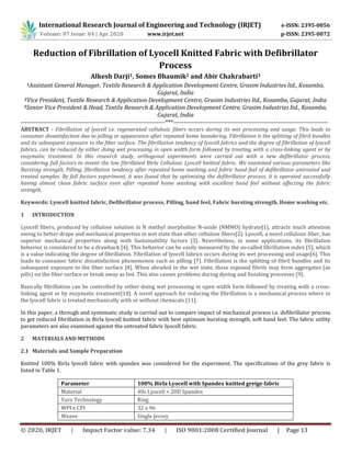 IRJET- Reduction of Fibrillation of Lyocell Knitted Fabric with ...