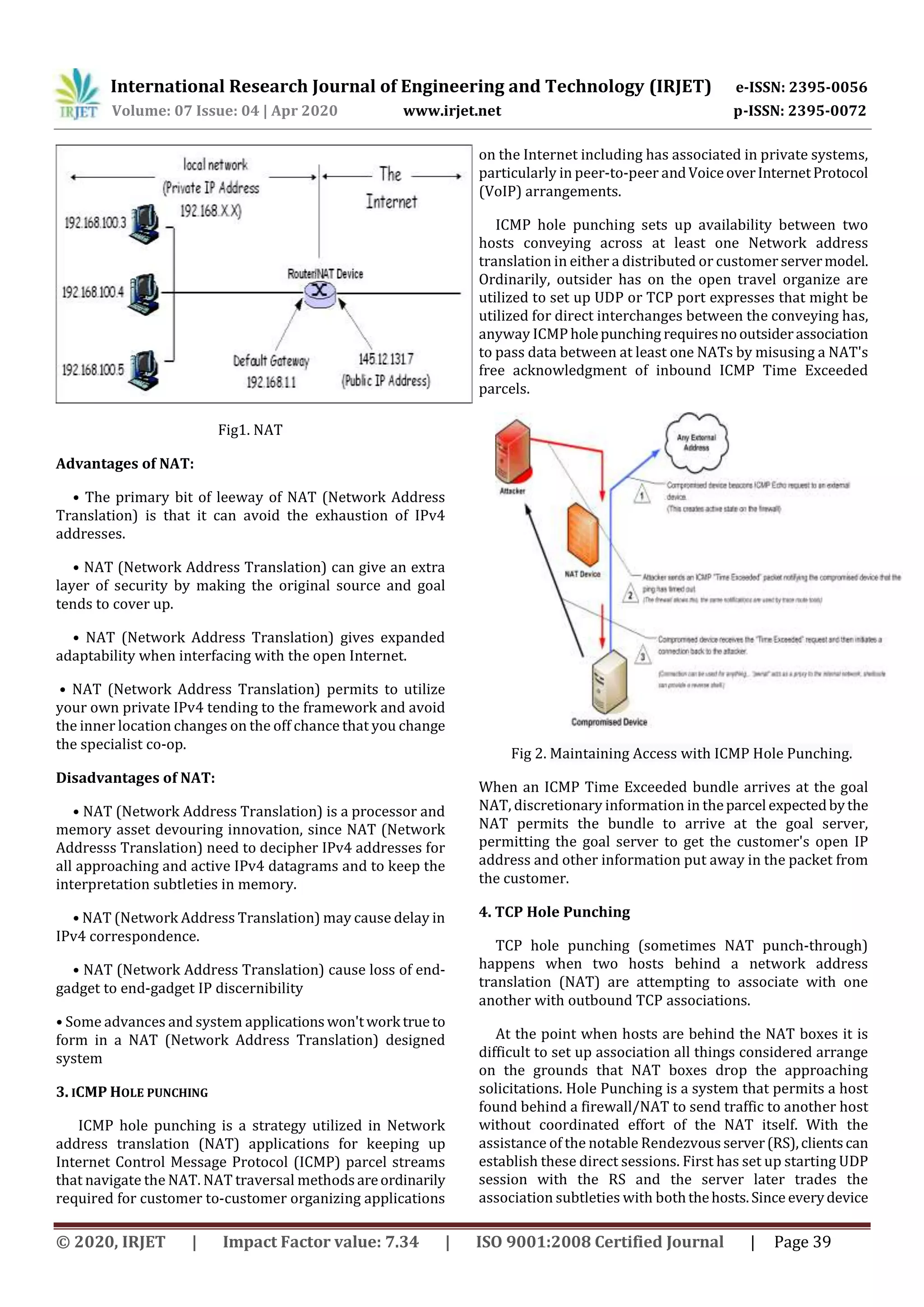 IRJET- Overview of Hole Punching: ICMP Hole Punching, TCP Hole Punching, UDP Hole Punching | PDF