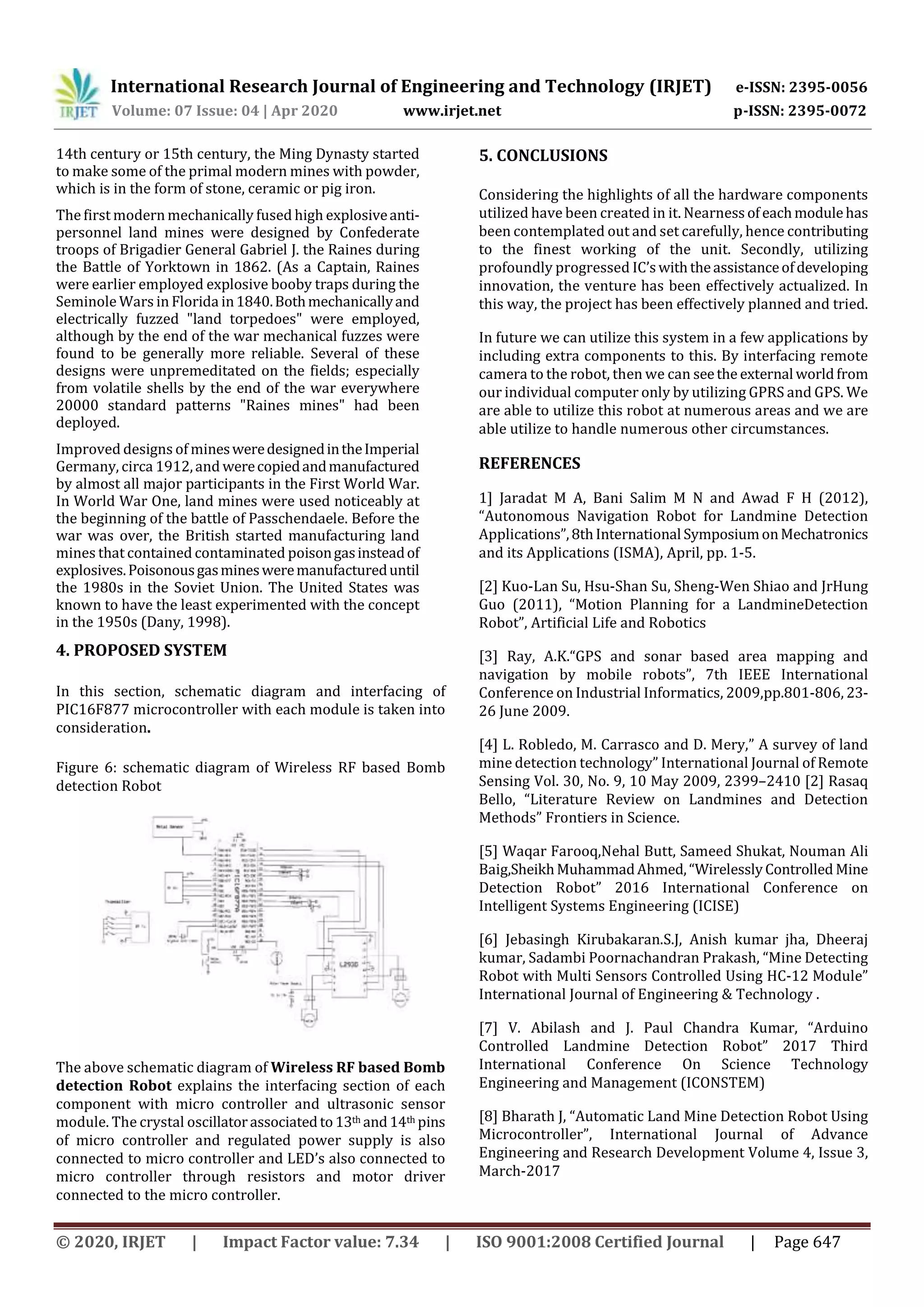 IRJET - Landmine Detection using Wireless Robot | PDF