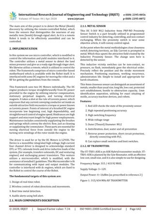 IRJET - Landmine Detection using Wireless Robot | PDF
