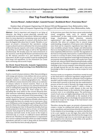 IRJET- One Tap Food Recipe Generation | PDF