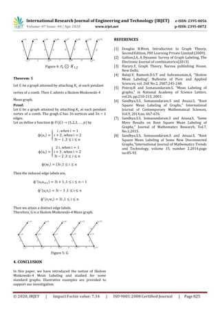 IRJET - Skolem Minkowski-4 Mean Labeling of Graphs | PDF | Physics | Science