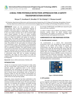 IRJET - A Real-Time Pothole Detection Approach for a Safety ...