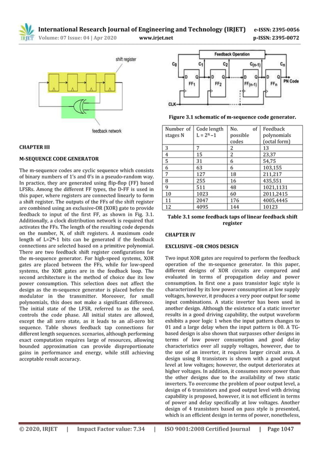 IRJET - Low Power M-Sequence Code Generator using LFSR for Body Sensor Node Applications | PDF