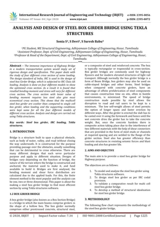 IRJET - Analysis and Design of Steel Box Girder Bridge using Tekla Structures | PDF