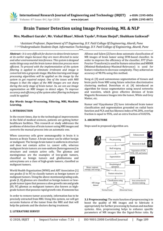 Irjet Brain Tumor Detection Using Image Processing Ml And Nlp Pdf
