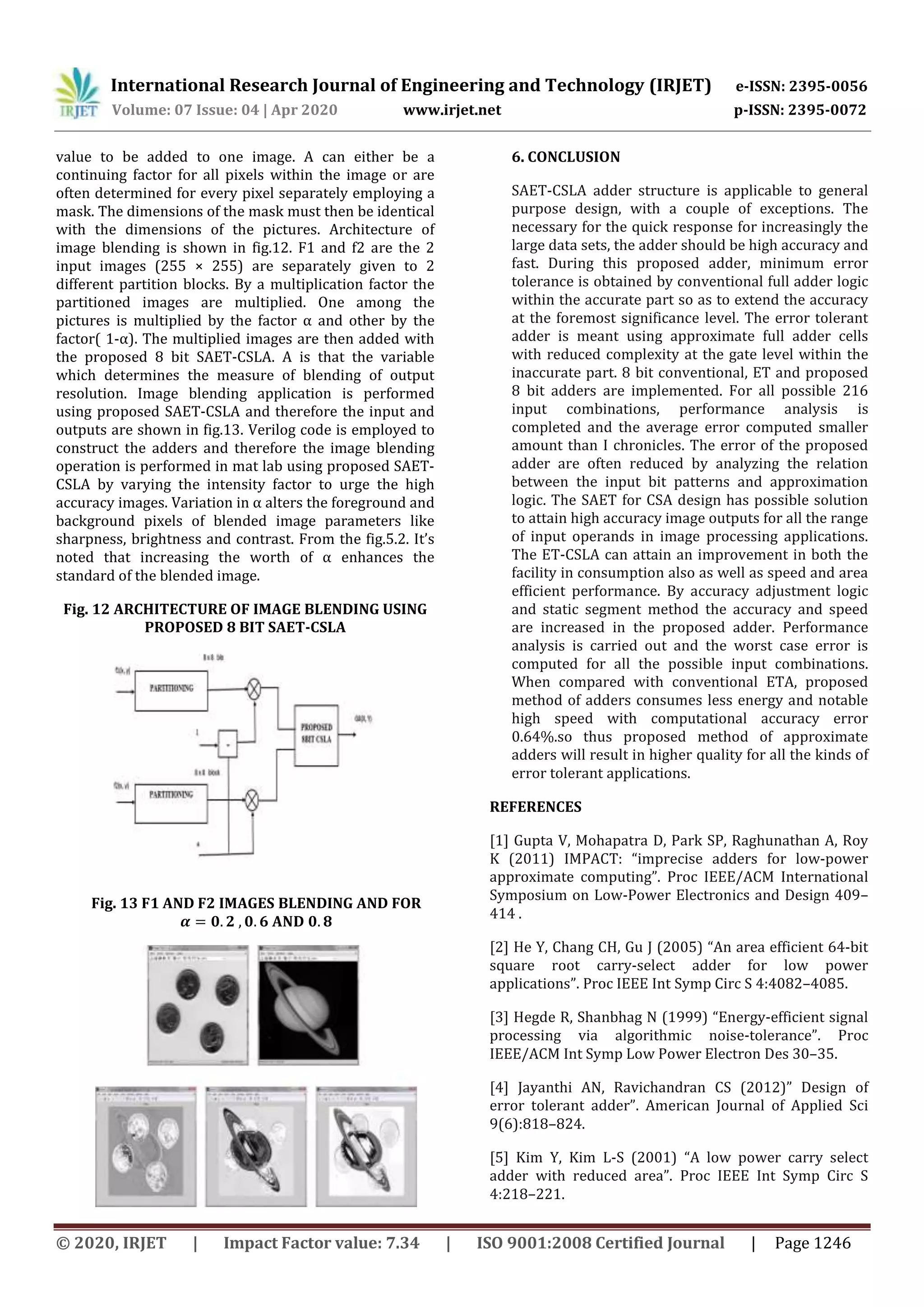 IRJET - High Speed Approximation Error Tolerance Adders for Image Processing Applications | PDF
