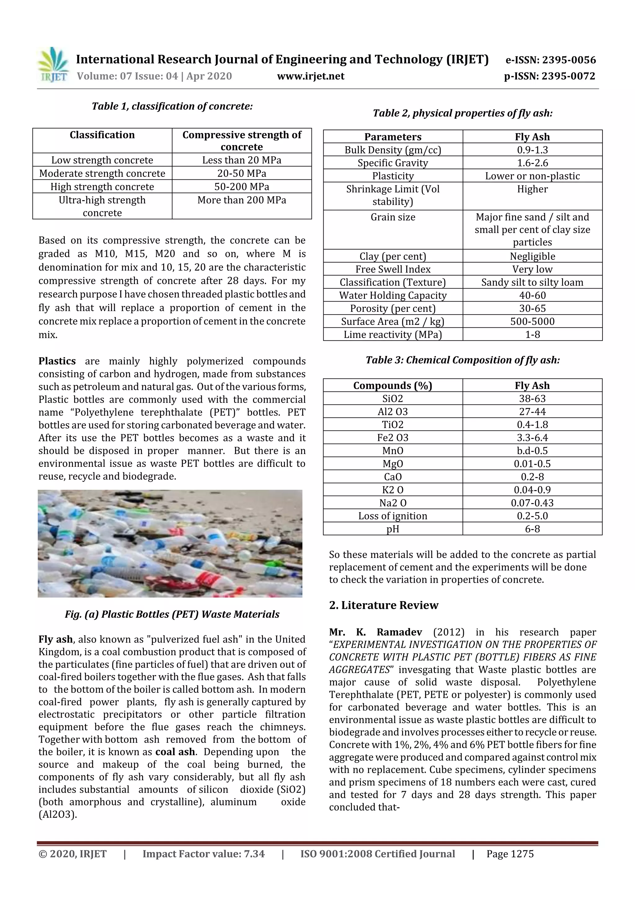 IRJET - Study of Polyethylene Terephthalate (PET) Plastic Bottles in Threaded Form as Micro ...