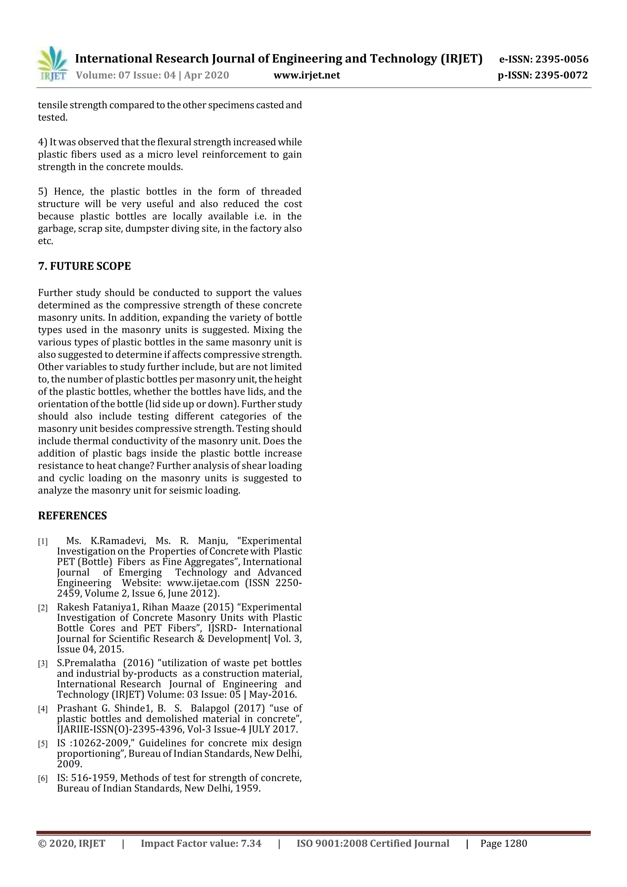 IRJET - Study of Polyethylene Terephthalate (PET) Plastic Bottles in ...