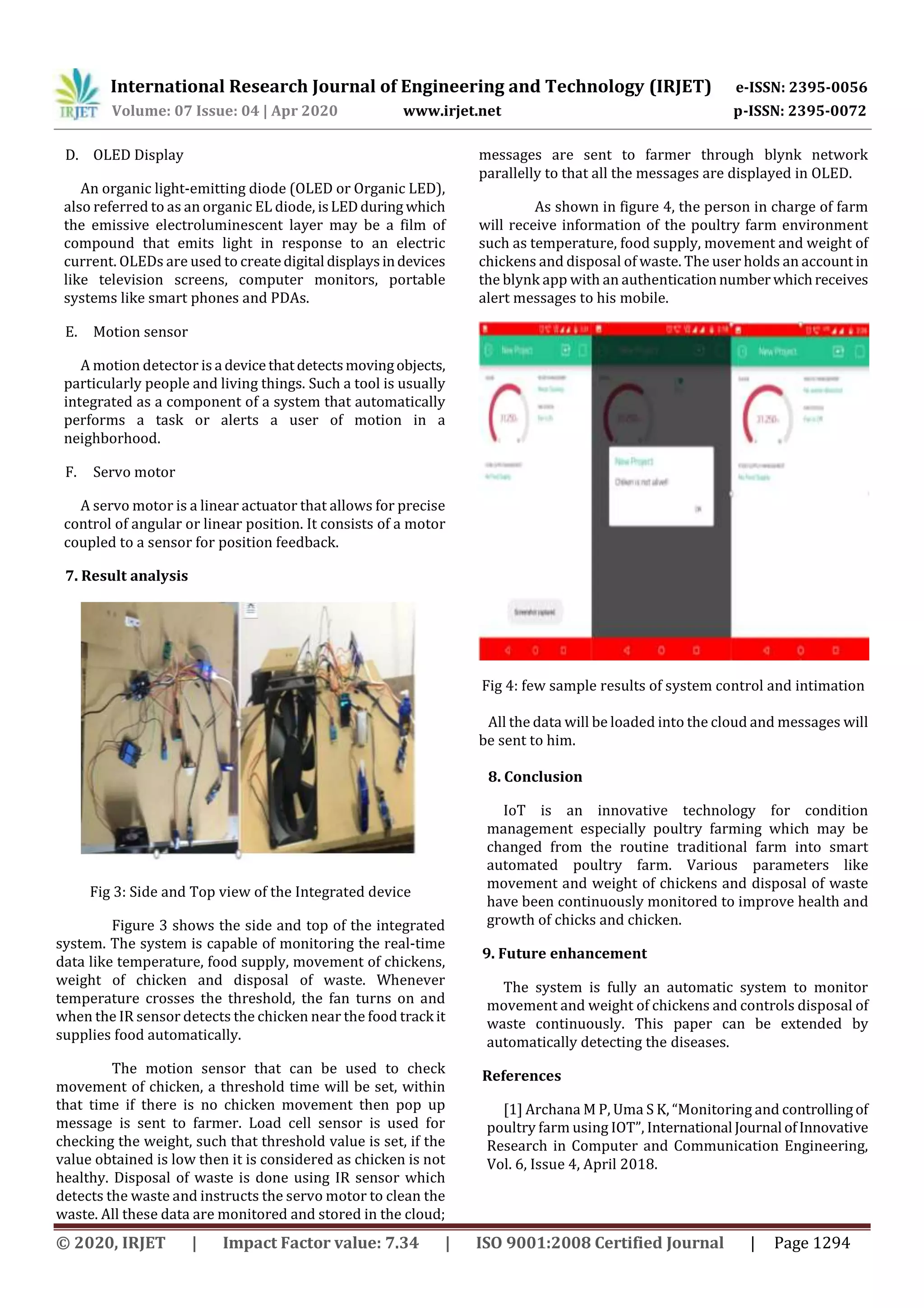 IRJET - An Effective Automated Monitoring and Controlling of Poultry Farm using IoT | PDF