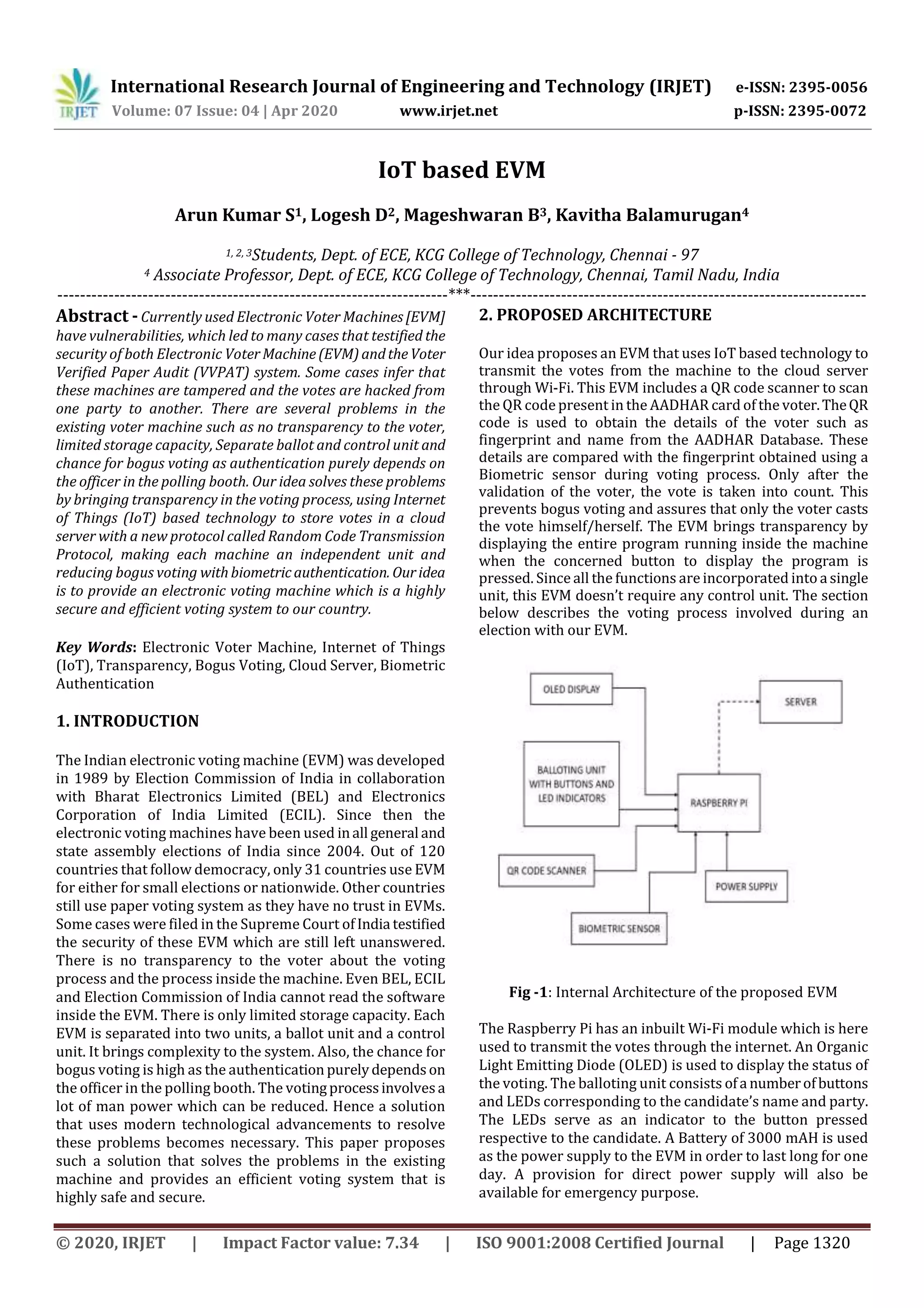IRJET - IoT based EVM | PDF