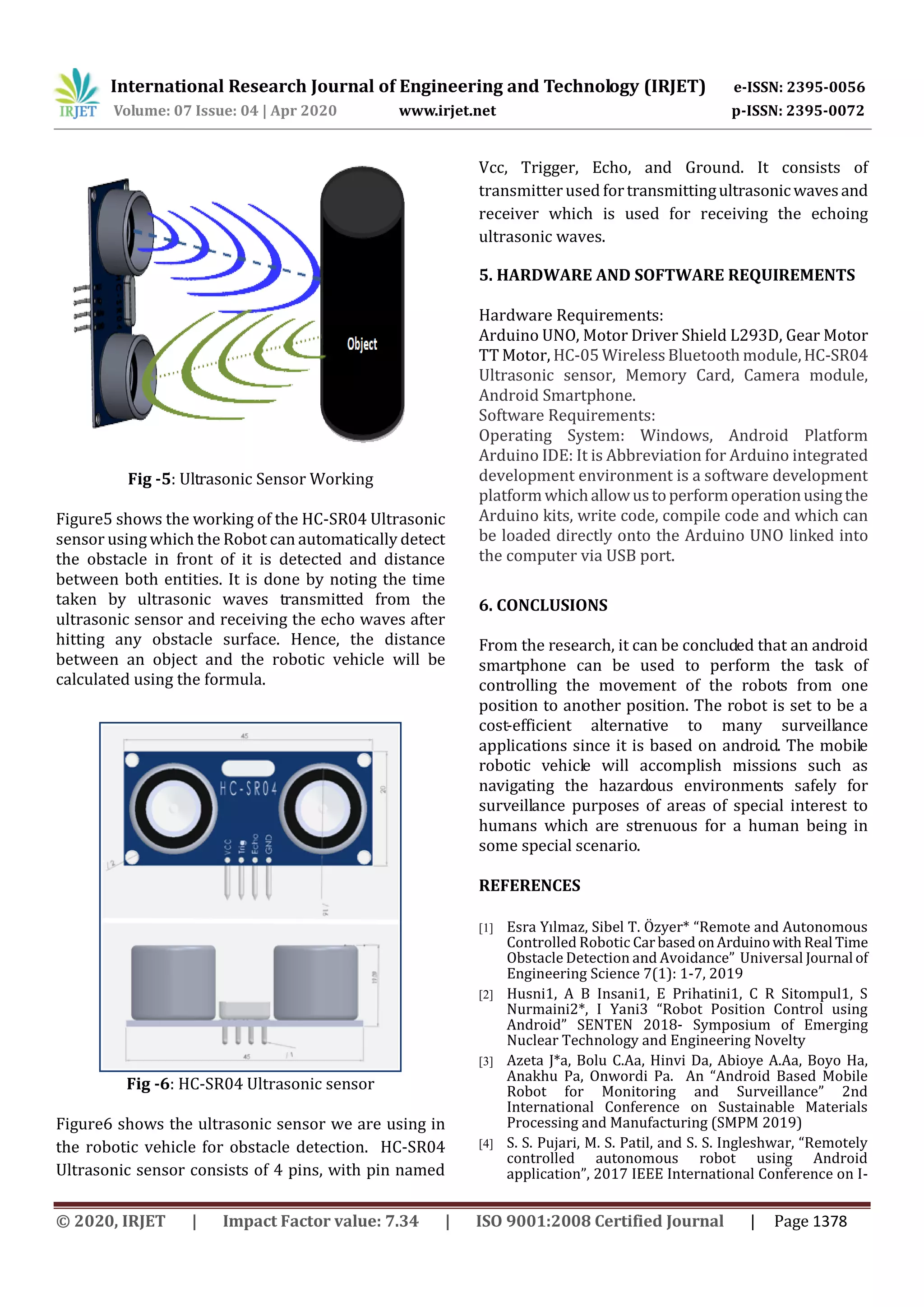 Irjet Android Controlled Surveillance Robot With Obstacle Detection Using Arduino Pdf