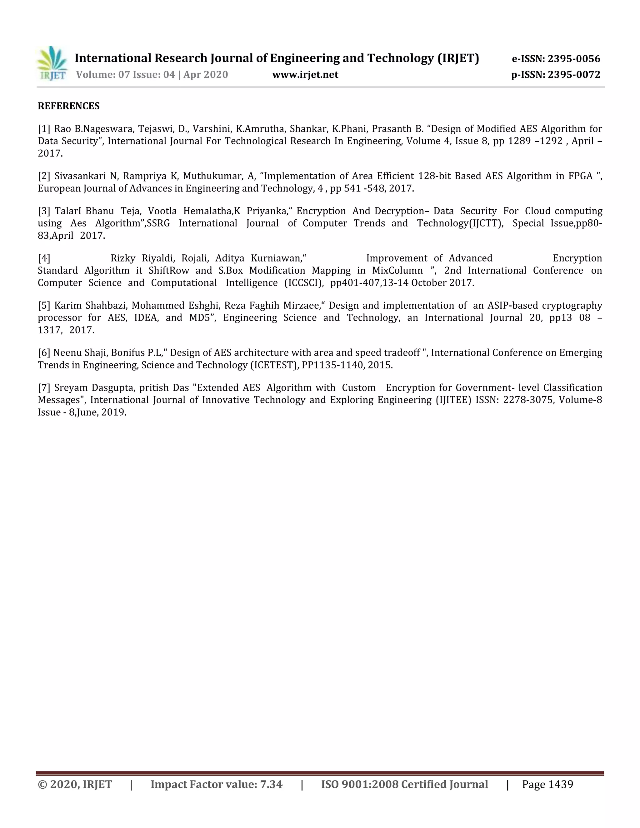 IRJET - Enhancement in AES Algorithm | PDF