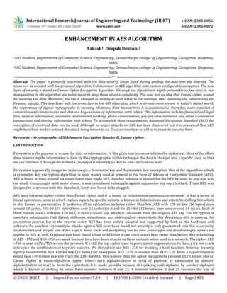 IRJET - Enhancement in AES Algorithm | PDF