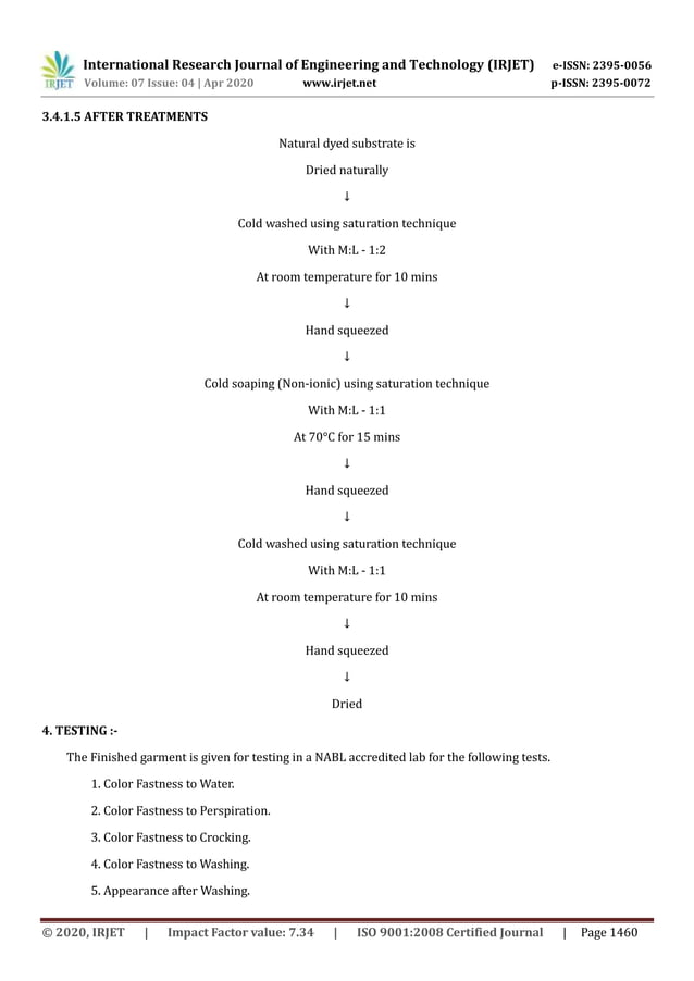IRJET - Development of Sustainable Injection Garment Dyeing Technique | PDF
