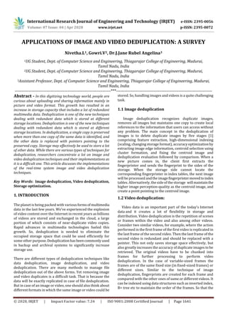 IRJET - Applications of Image and Video Deduplication: A Survey | PDF