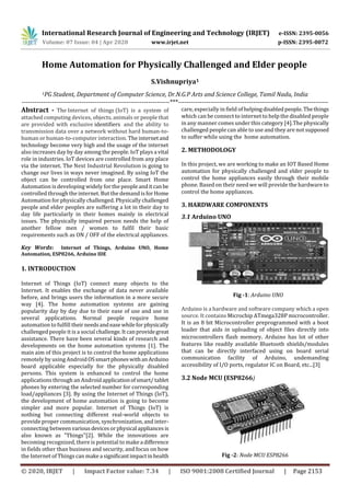 IRJET - Home Automation for Physically Challenged and Elder People | PDF
