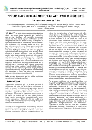 IRJET - Approximate Unsigned Multiplier with Varied Error Rate | PDF