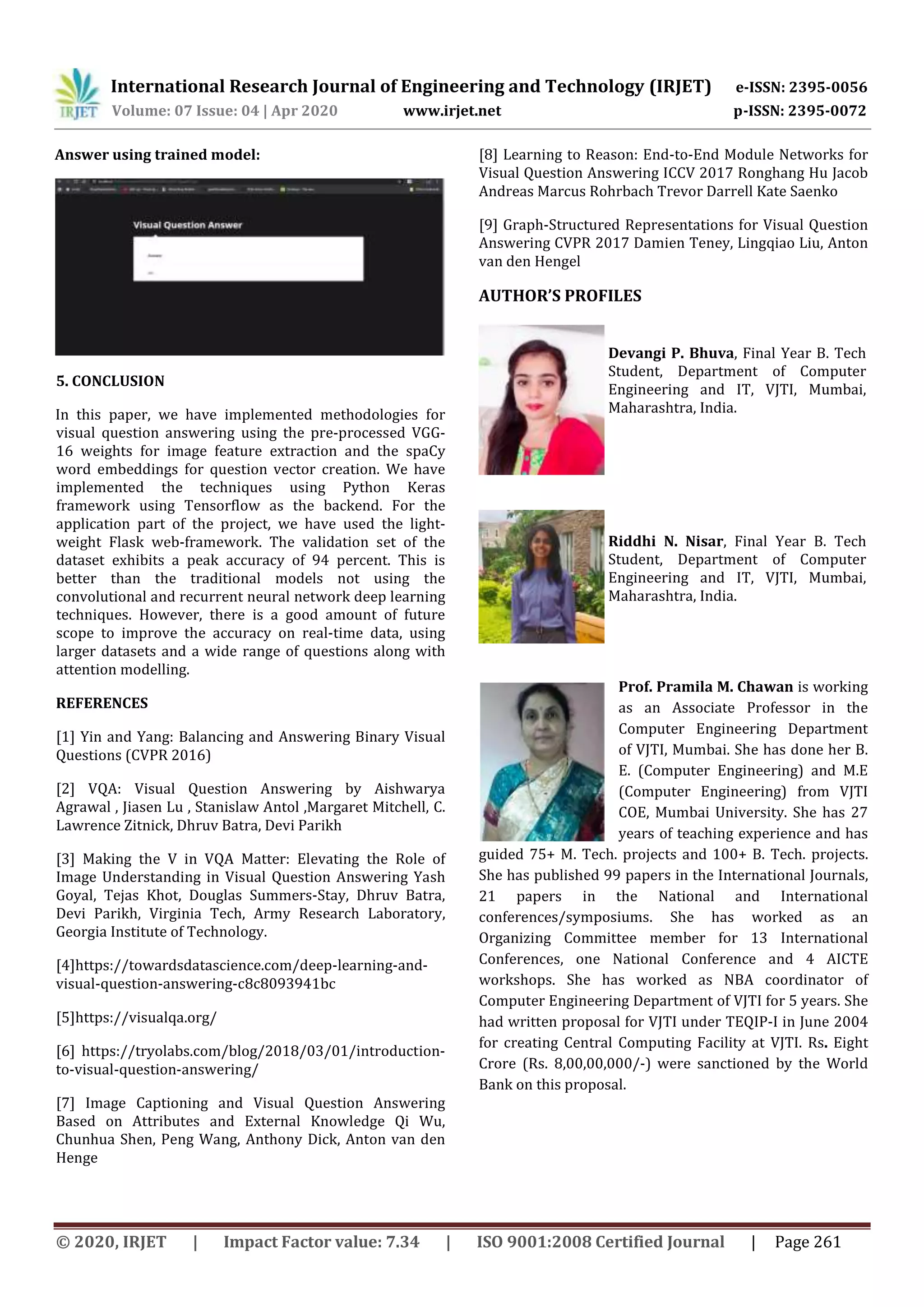 IRJET - Visual Question Answering – Implementation using Keras | PDF