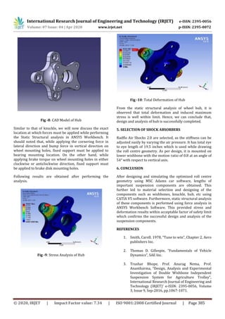 IRJET - Design, Simulation and Analysis of Double Wishbone Suspension ...