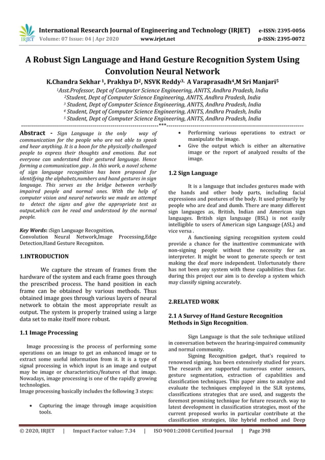 IRJET - A Robust Sign Language and Hand Gesture Recognition System using Convolution Neural ...