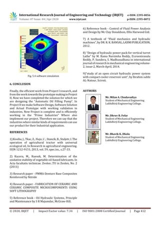 IRJET - A Review on Design and Analysis of Automatic Oil Filling Pump | PDF
