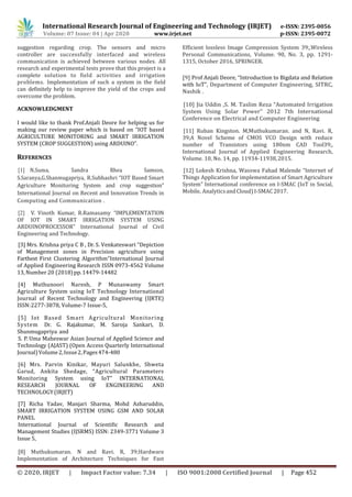 IRJET - IoT based Agriculture Monitoring and Smart Irrigation System ...
