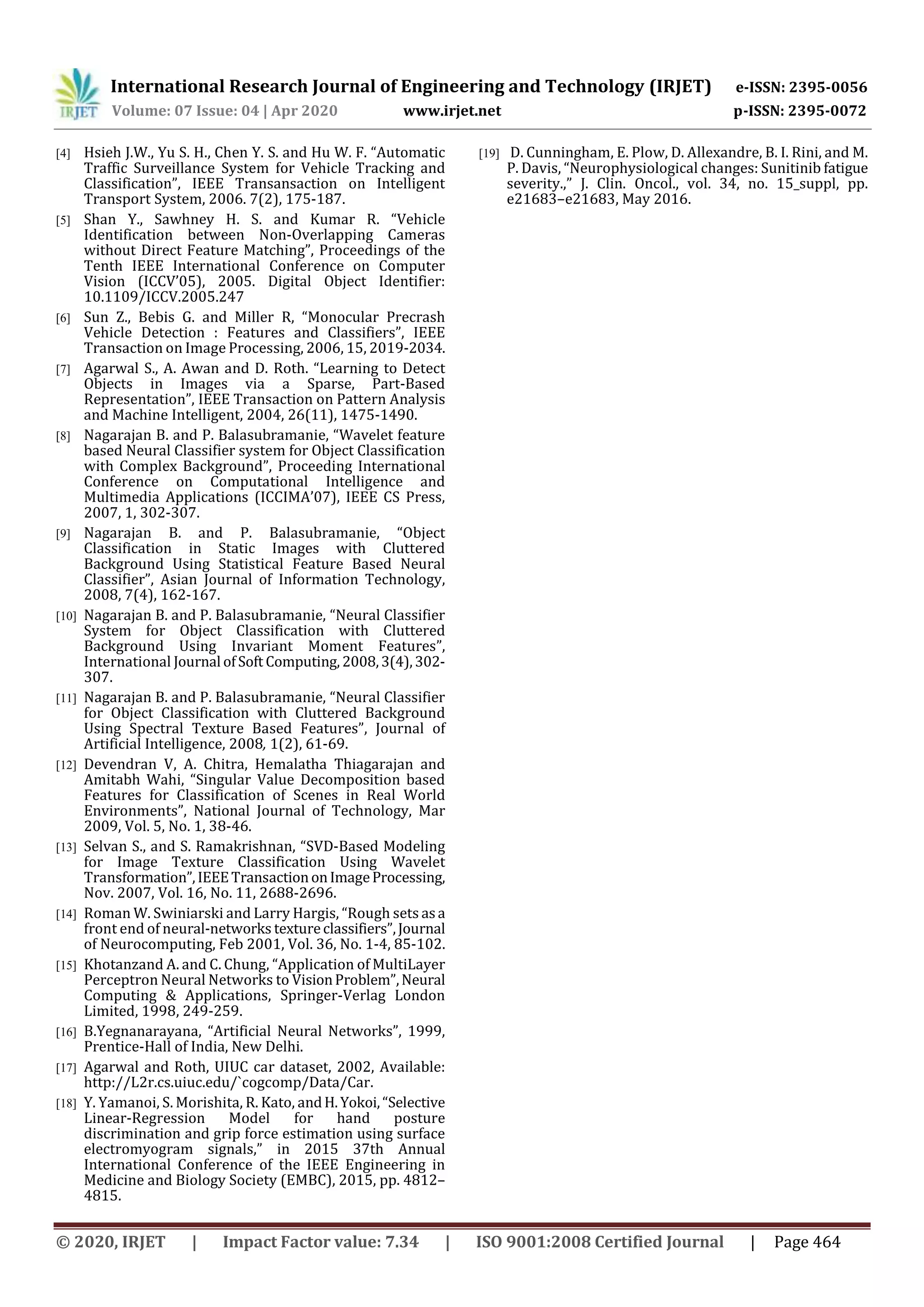 IRJET - Vehicle Classification with Time-Frequency Domain Features using Artificial Neural ...