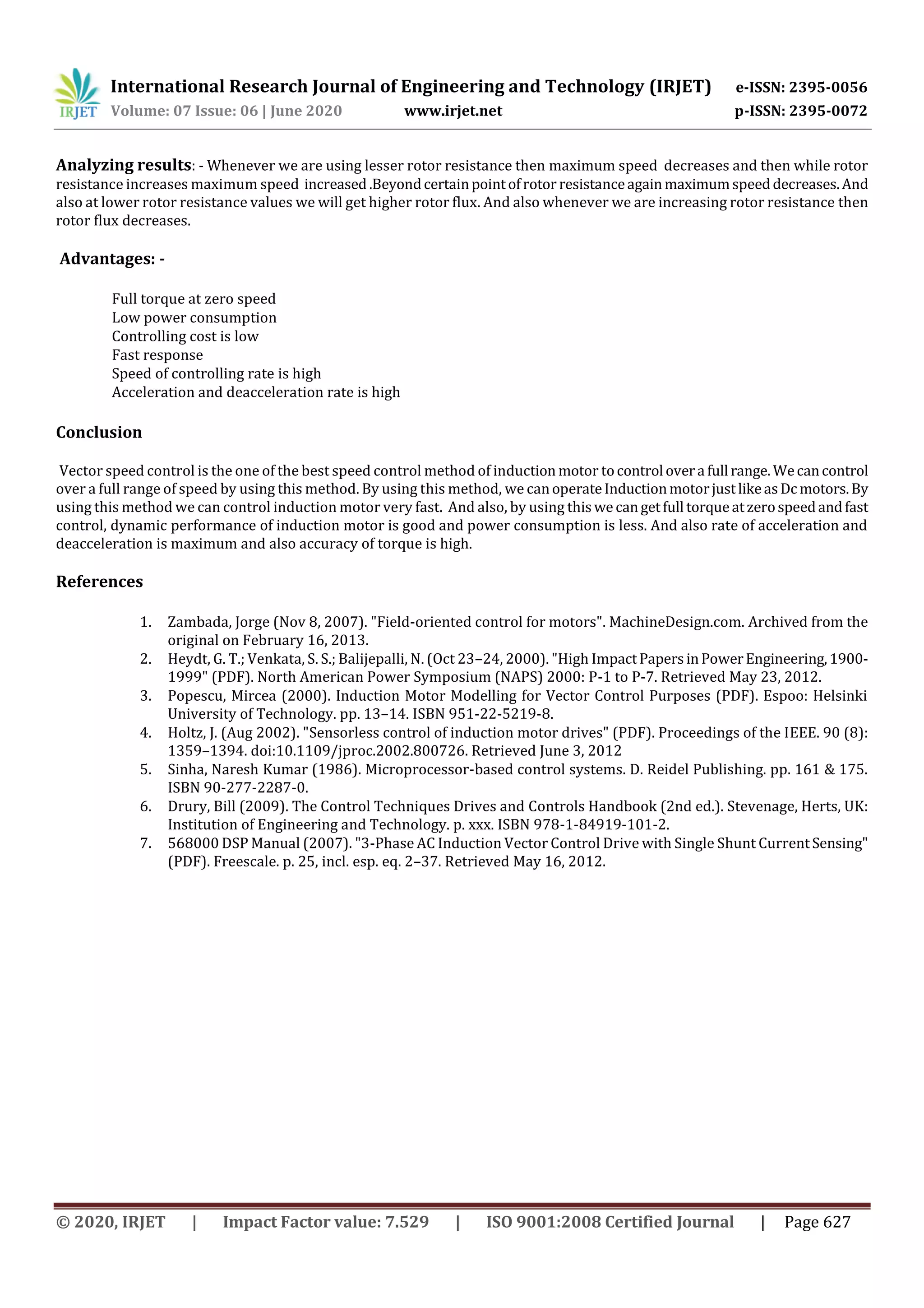 Vector Speed Control of Induction Motor | PDF