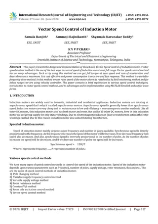 Vector Speed Control of Induction Motor | PDF