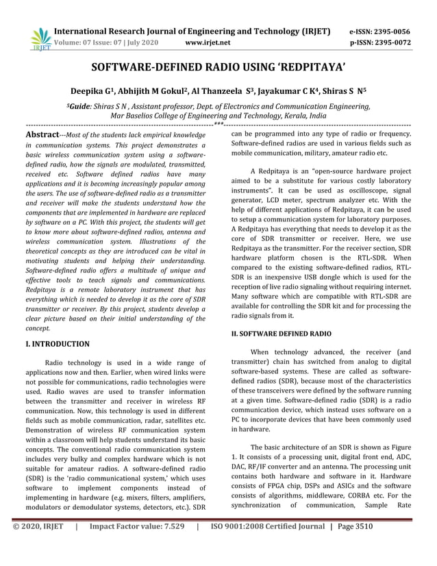 IRJET - Software-Defined Radio using ‘Redpitaya’ | PDF