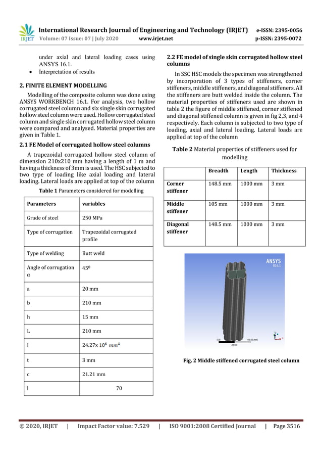 IRJET - Comparison of Single Skin Corrugated Hollow Steel Column and ...