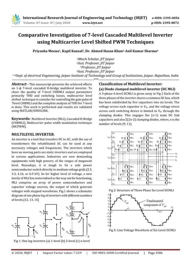 IRJET - Comparative Investigation of 7-level Cascaded Multilevel Inverter using Multicarrier ...