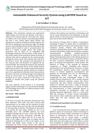 IRJET - Automobile Enhanced Security System using LabVIEW based on IoT | PDF