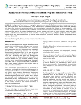 IRJET - Review on Performance Study on Mastic Asphalt at Rotary Section ...