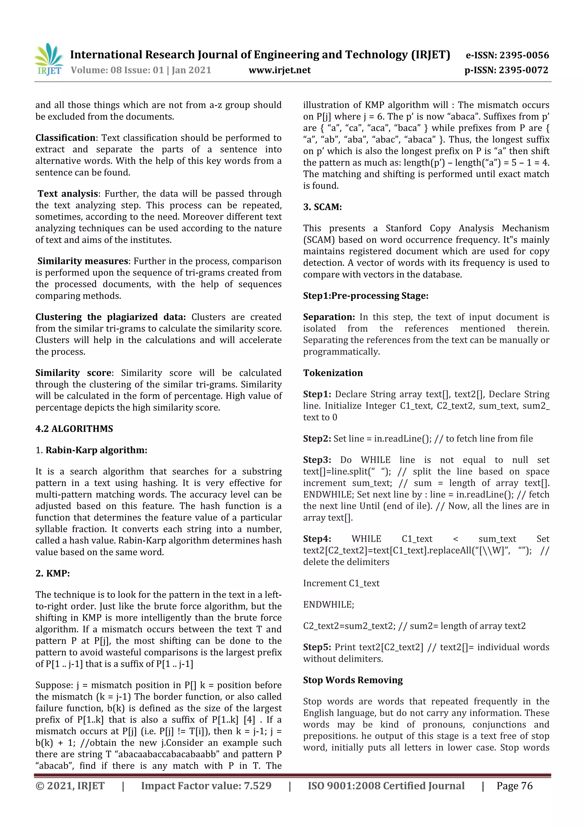 IRJET - Online Assignment Plagiarism Checking using Data Mining and NLP | PDF